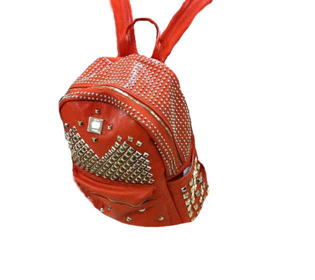 Cool Punk Style Rivet Pure Backpack - Orange [grhmf22000117] on Luulla
