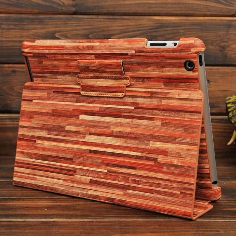 Creative Red Wooden Grain Leather Case For Ipad Mini on Luulla