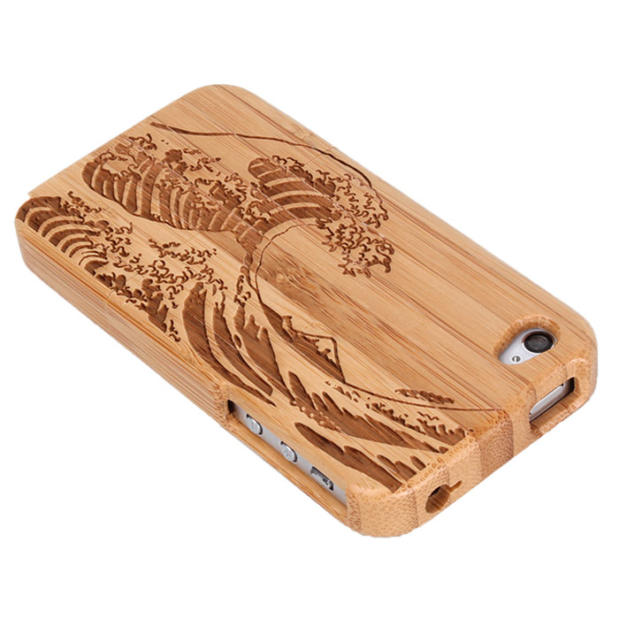 Wooden Wave Hard Natural Bamboo Case For Iphone4/4s on Luulla